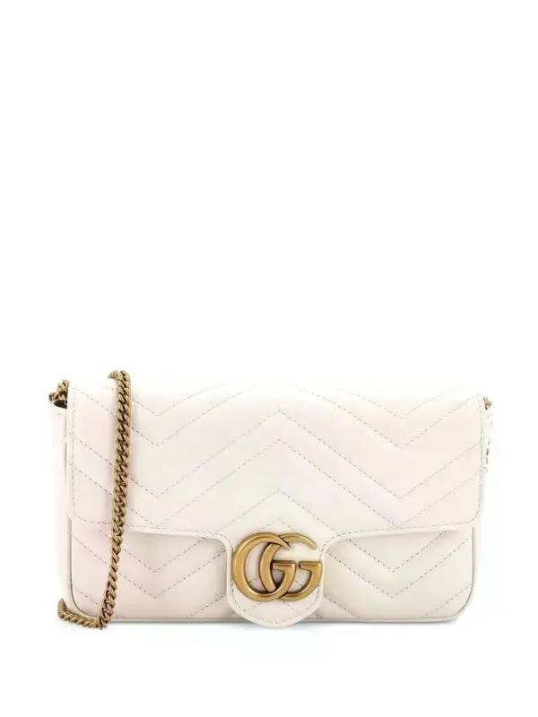 Gucci Gg Marmont Flap Shoulder Bag With Cardholder - White