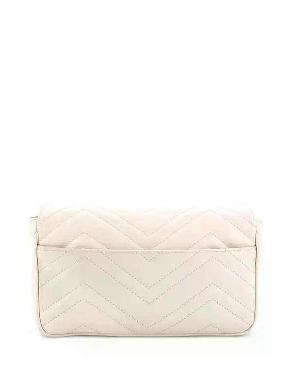 Gucci Gg Marmont Flap Shoulder Bag With Cardholder - White