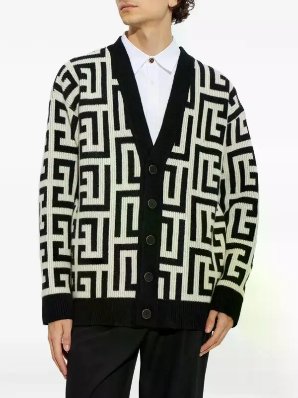 Balmain Monogram-pattern Cardigan