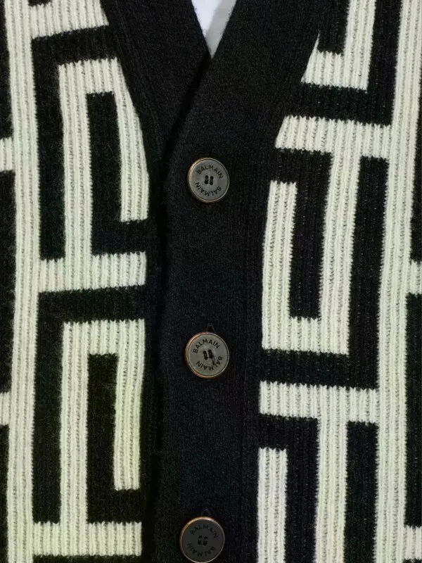 Balmain Monogram Pattern V-neck Cardigan