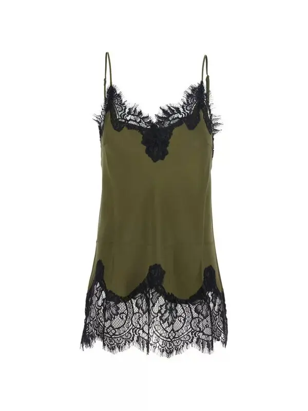 Gold Hawk Longline Lace Cami - Green