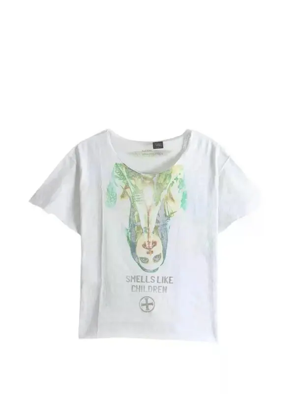 SAITOS Graphic-print Raw-edge T-shirt