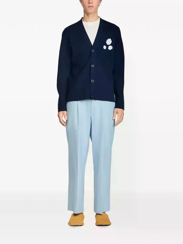 Sandro Furry-jacquard Flower Cardigan