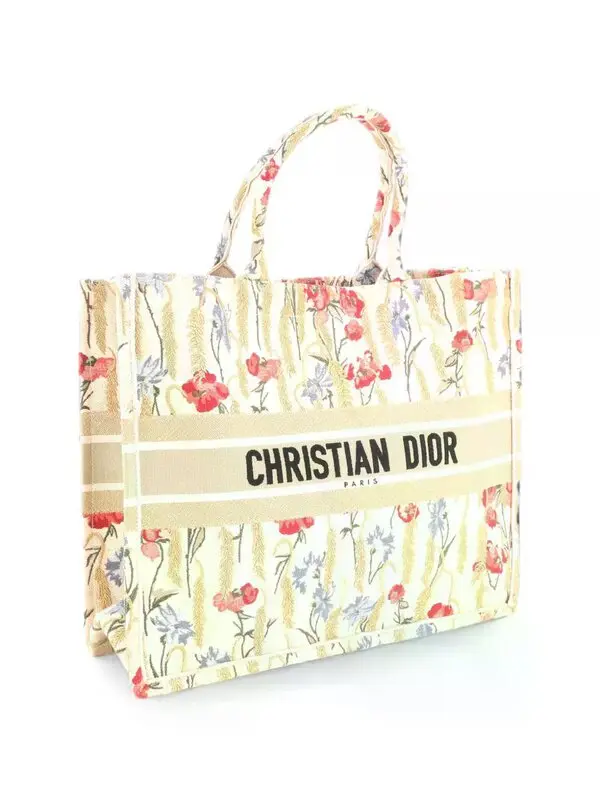 Dior Book Embroidered Canvas Large Tote Bag