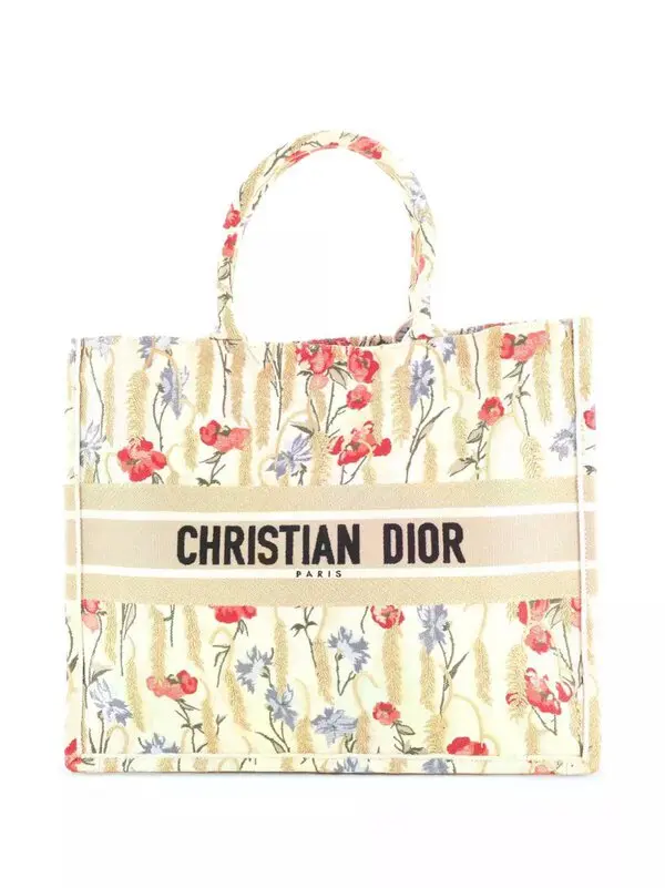 Dior Embroidered Canvas Large Tote Bag - Gold