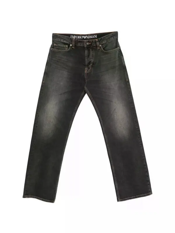 Emporio Armani Faded Straight-leg Jeans - Grey