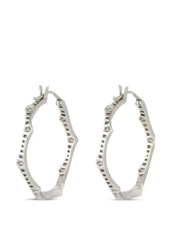 PARULINA Medium Briar Diamond Hoop Earrings In 18k White Gold