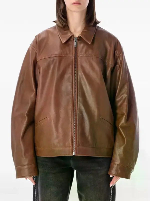 HAIKURE Zip-up Leather Jacket