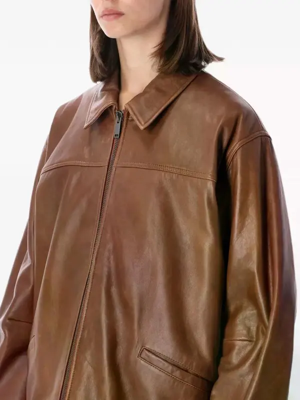 HAIKURE Zip-up Leather Jacket