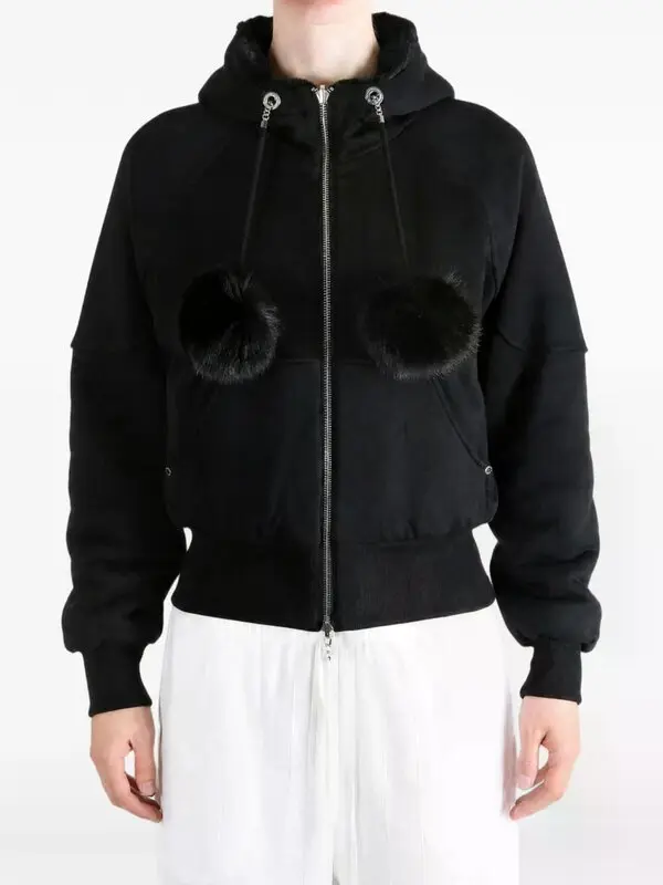 Moose Knuckles Oro Bunny Pom-pom Zip-up Reversible Hoodie