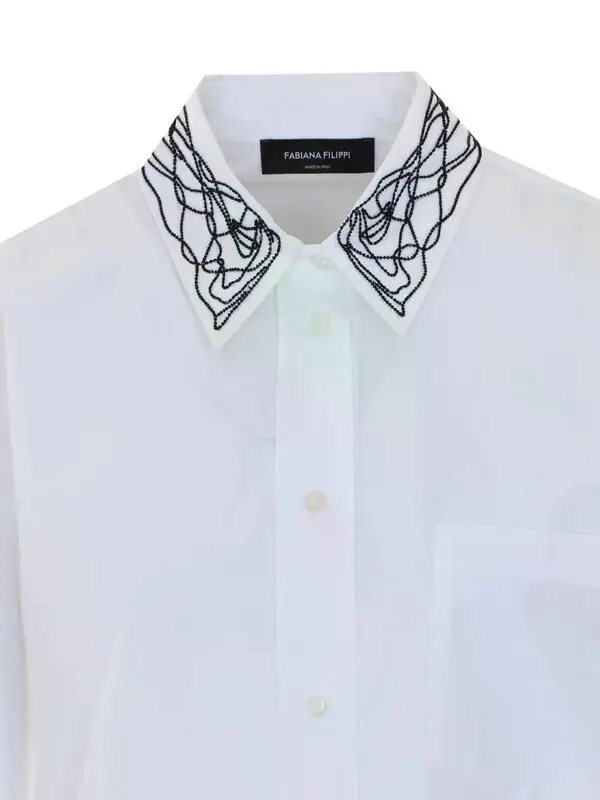 Fabiana Filippi Cotton Bead-embellished Collar Shirt