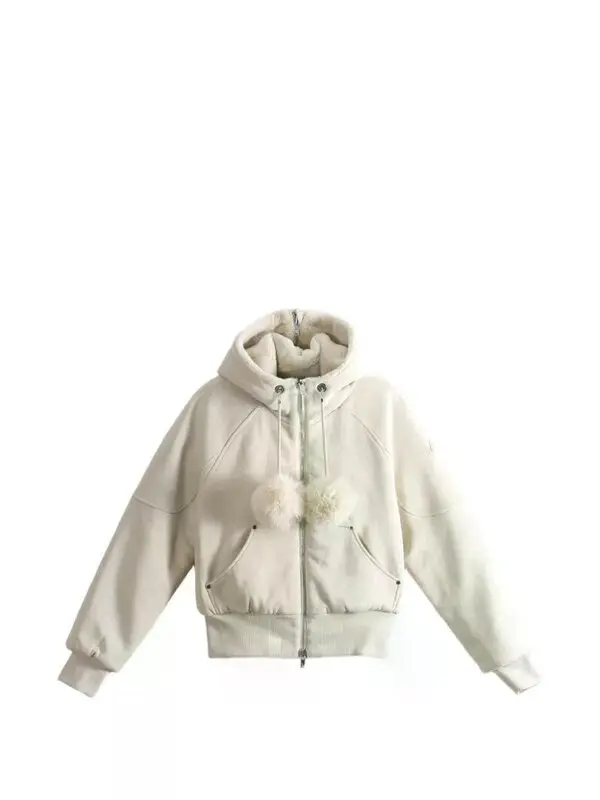 Moose Knuckles Oro Bunny Pom-pom Zip-up Reversible Hoodie - Neutrals