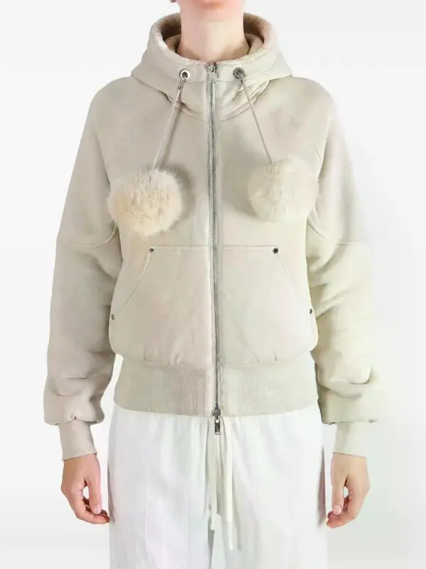 Moose Knuckles Oro Bunny Pom-pom Zip-up Reversible Hoodie