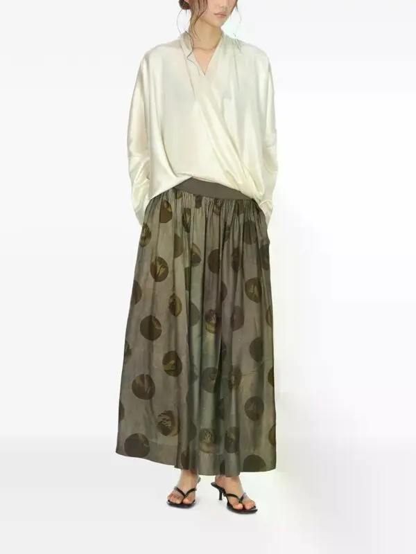 UMA WANG Elasticated Patterned Maxi Skirt