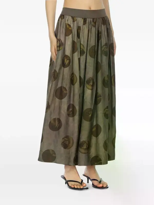 UMA WANG Elasticated Patterned Maxi Skirt