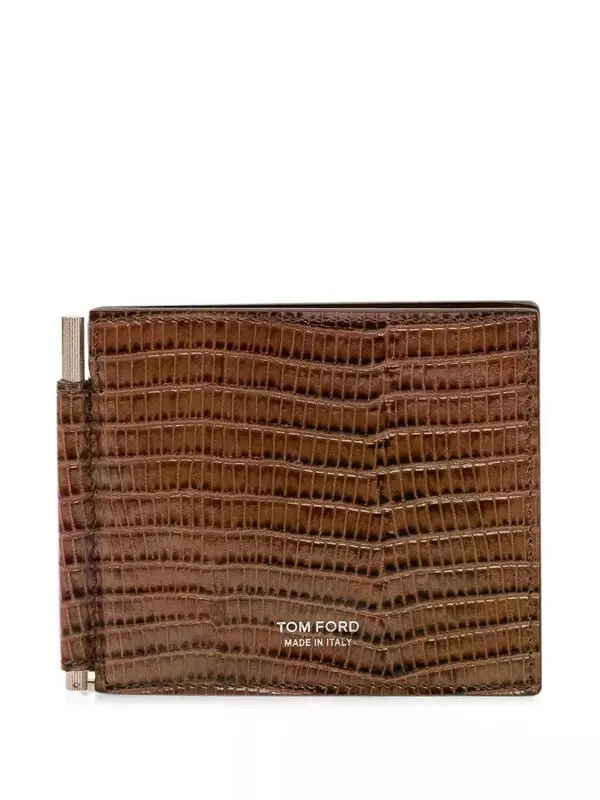 TOM FORD Lizard-effect Leather Wallet - Brown