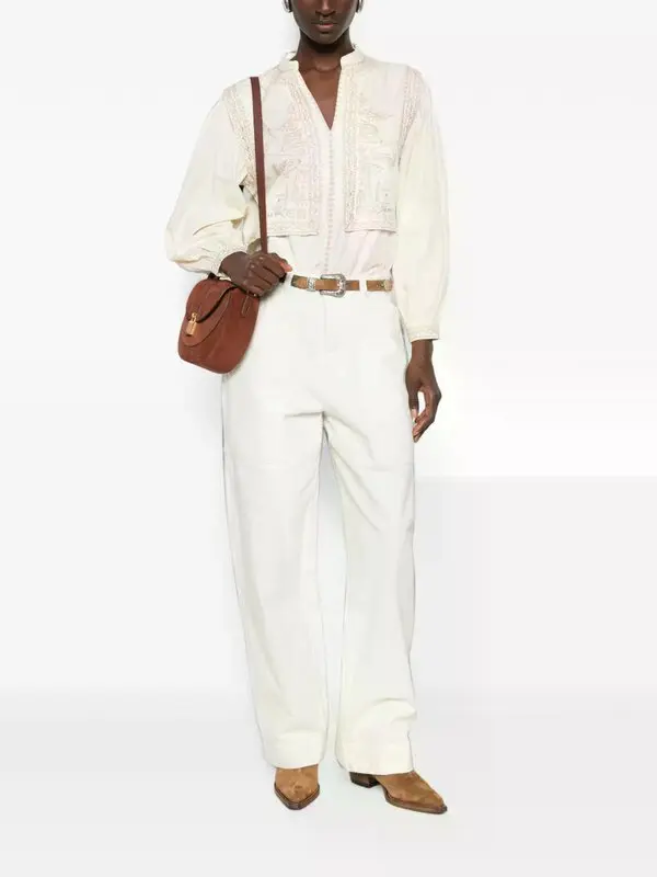 Ba&sh Embroidered Long-sleeve Blouse