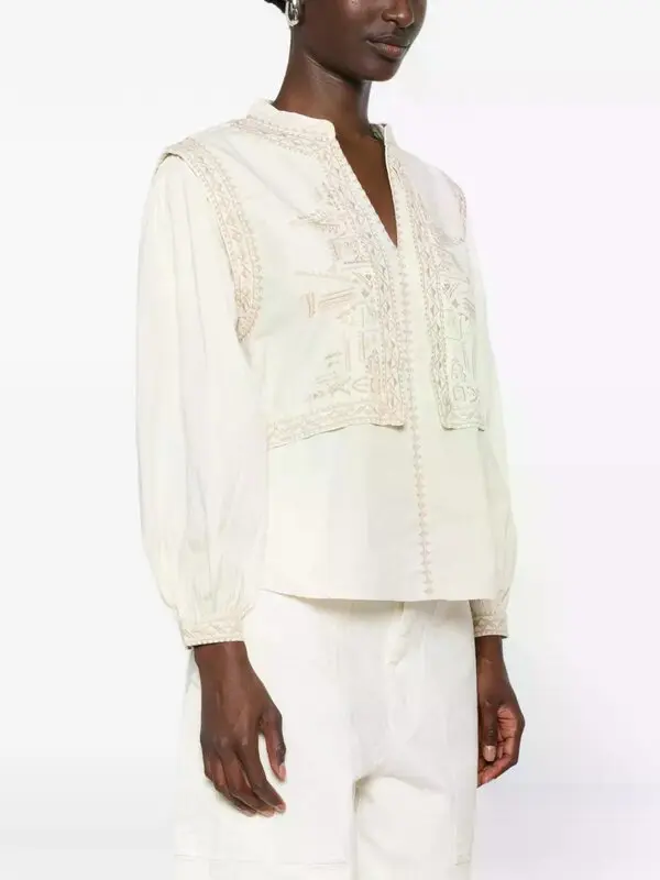 Ba&sh Embroidered Long-sleeve Blouse