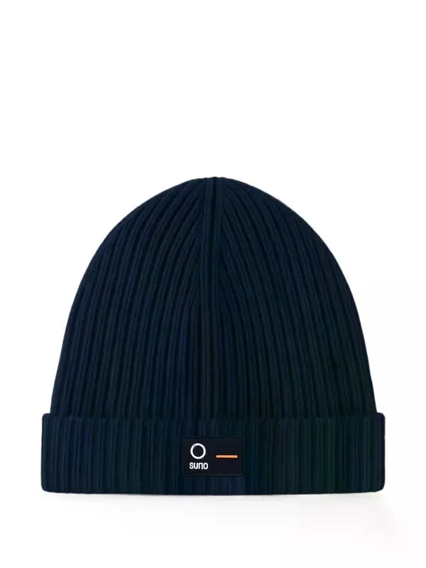 SUNS Ribbed-knit Logo-patch Beanie Hat - Blue