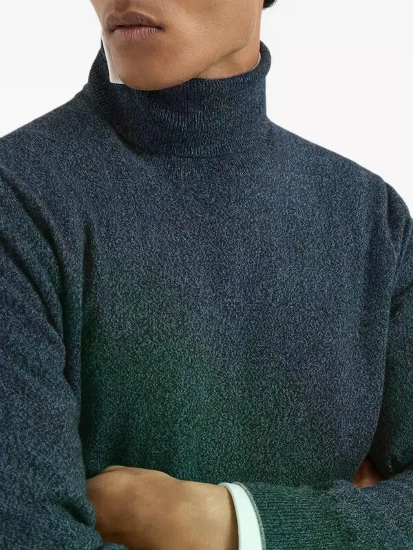 Brunello Cucinelli Mouliné Cashmere Turtleneck Sweater - Blue