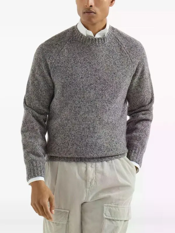 Brunello Cucinelli Virgin Wool, Silk, And Cashmere Chiné Sweater