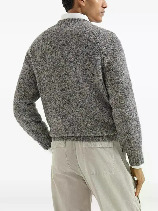 Brunello Cucinelli Virgin Wool, Silk, And Cashmere Chiné Sweater - Grey