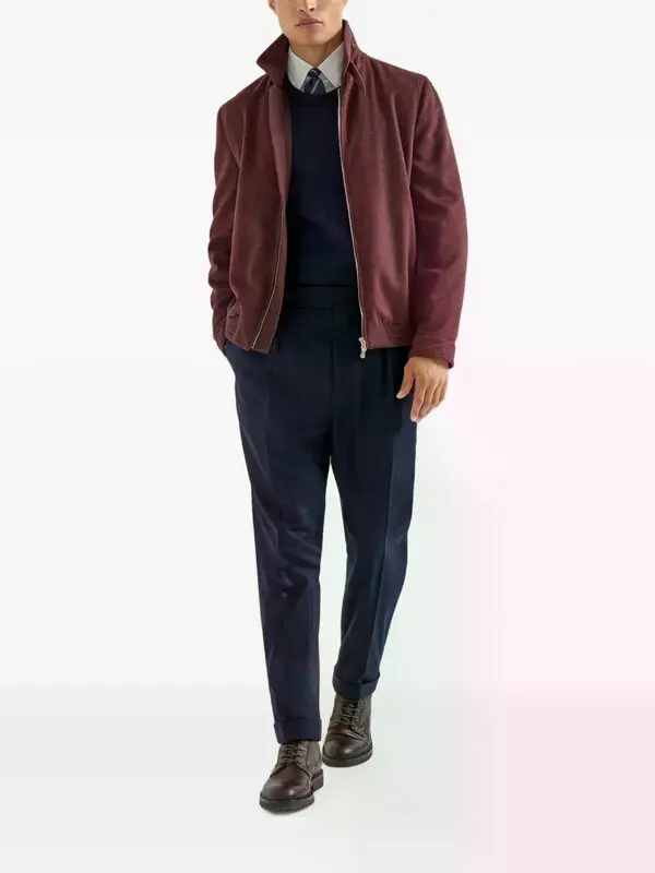 Brunello Cucinelli Virgin Wool Beaver-cloth Bomber Jacket - Red