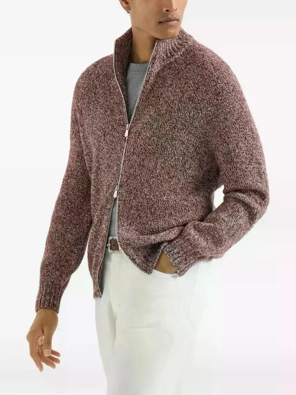 Brunello Cucinelli Chiné Cardigan In Virgin Wool, Silk, And Cashmere