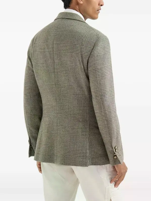 Brunello Cucinelli Comfort Wool And Cashmere Prince Of Wales Flannel Deconstructed Blazer