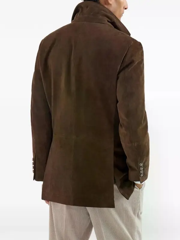 Brunello Cucinelli Suede Peak Lapel Outerwear Jacket