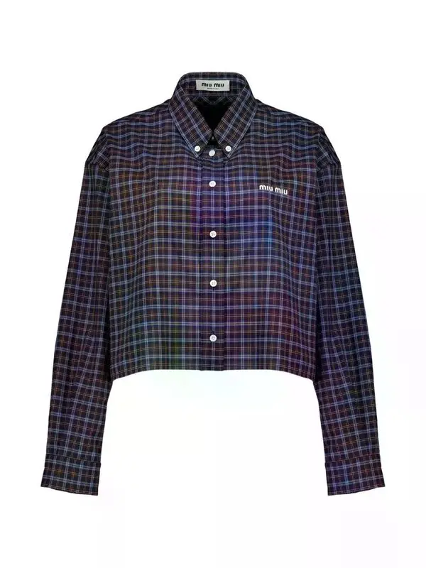 Miu Miu Check-print Cropped Shirt