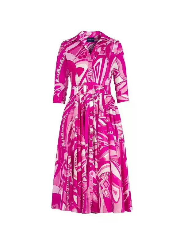 Samantha Sung Aster Belted Abstract-print Maxi Dress