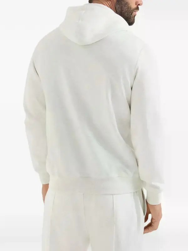 Brunello Cucinelli Techno Cotton French Terry Double Cloth Hooded Sweatshirt With Zipper - Grey