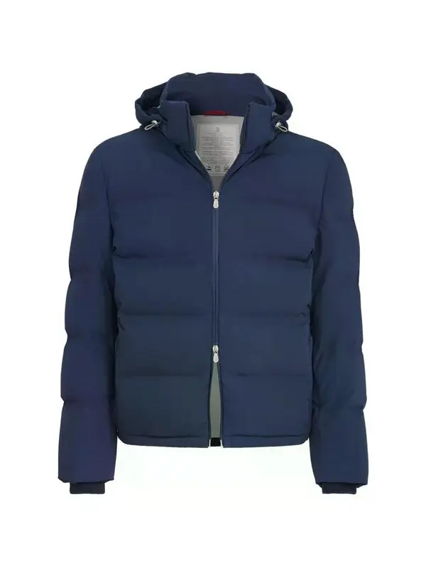 Brunello Cucinelli Down Jacket With Detachable Hood - Blue