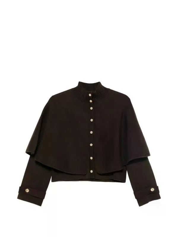 Maje Cape-overlay Button-up Cardigan - Brown