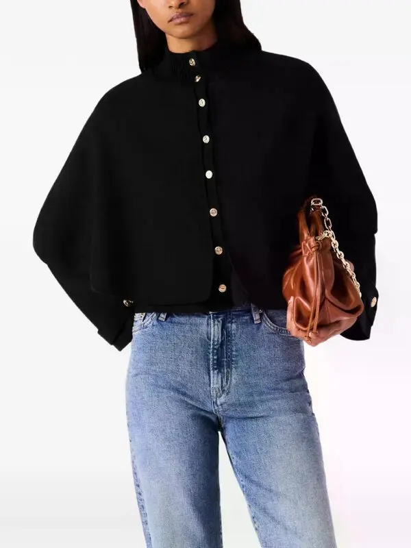 Maje Cape-overlay Button-up Cardigan - Brown