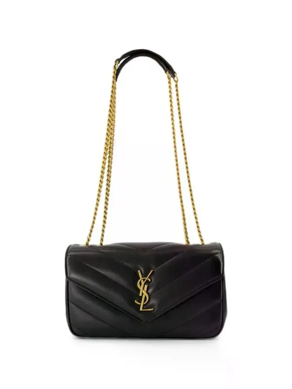 Saint Laurent Loulou Small In Matelassé Lambskin Shoulder Bag - Black
