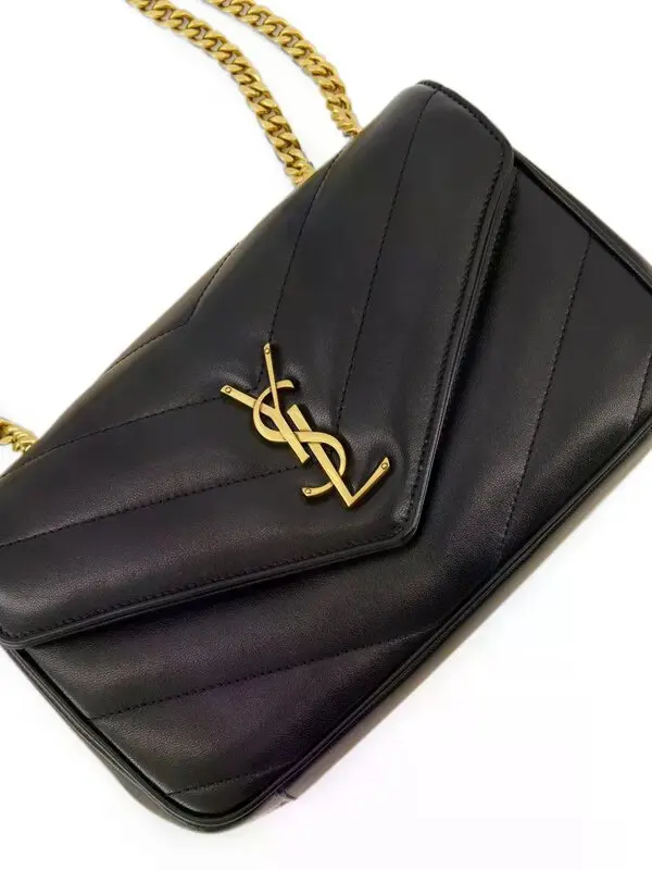 Saint Laurent Loulou Small In Matelassé Lambskin Shoulder Bag - Black