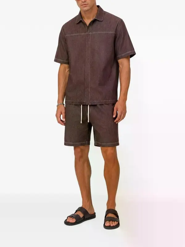 HAMZA Contrast-stitch Denim Shorts