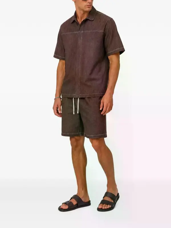 HAMZA Contrast-stitch Denim Shorts