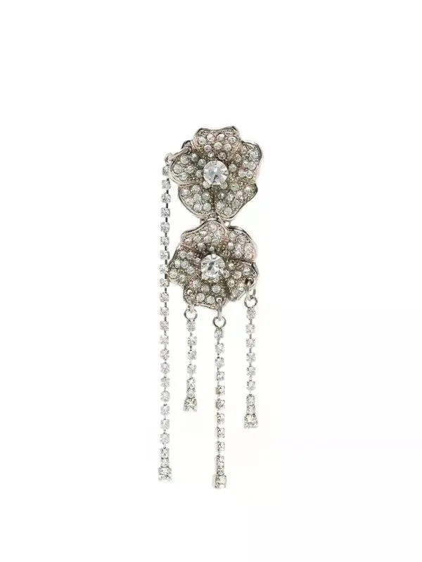 Alessandra Rich Crystal-embellished Floral-motif Earrings - Silver