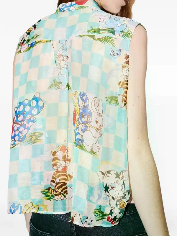 Kenzo Checkered Lace-up Top