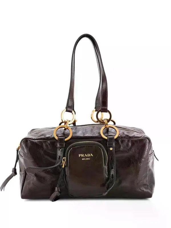 Prada Dangle Top Handle Bag Leather Medium Shoulder Bag