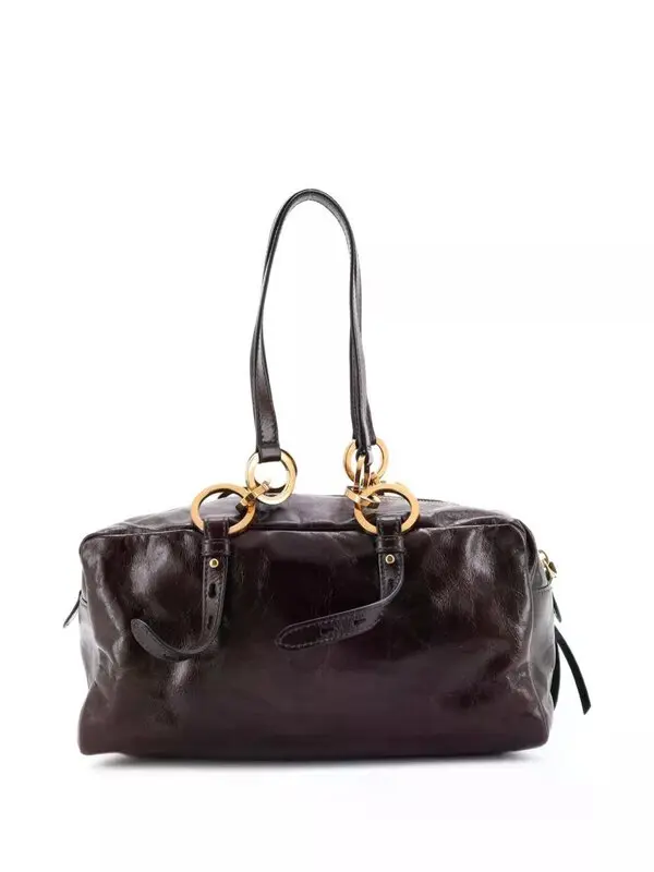 Prada Dangle Top Handle Bag Leather Medium Shoulder Bag
