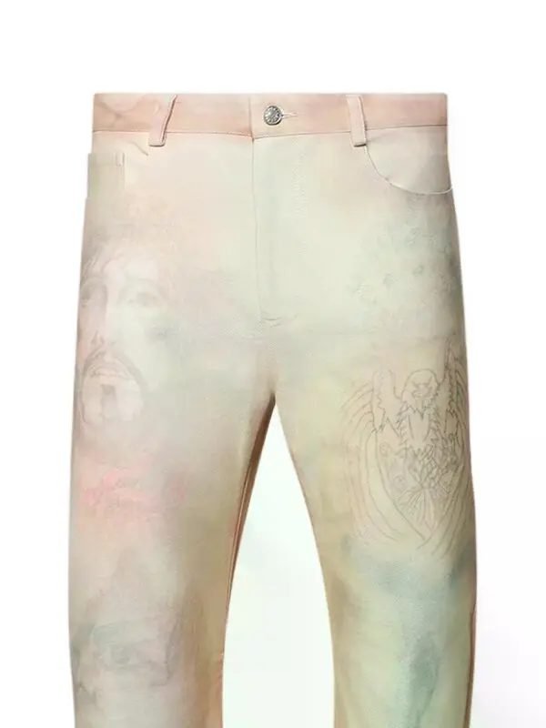 LA MASKARADE Cream Tattoo-style Graphic Print Jeans