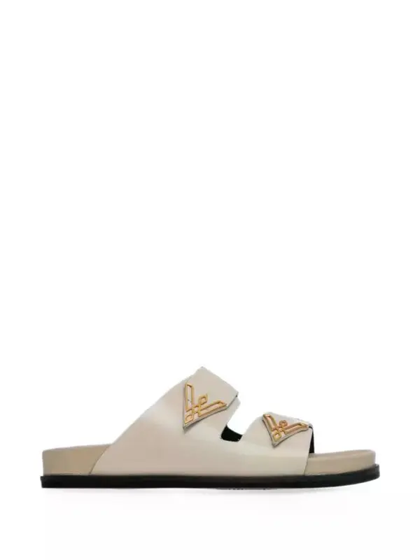 VANDA NOVAK Double Strap Logo Plaque Sandals
