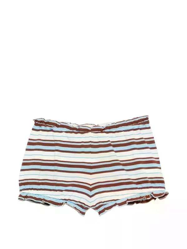Posse Nadine Ruffled Striped Shorts