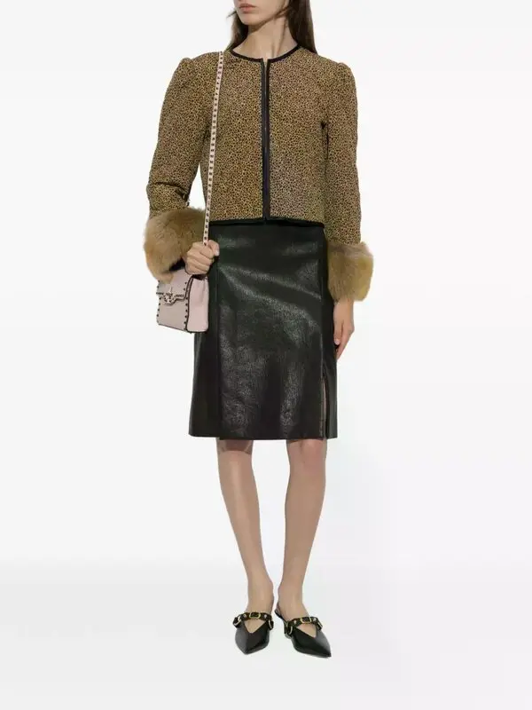 Valentino Garavani Leopard Print Faux Fur Trim Quilted Jacket