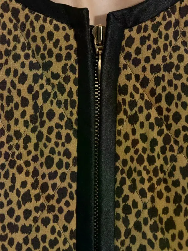 Valentino Garavani Leopard Print Faux Fur Trim Quilted Jacket