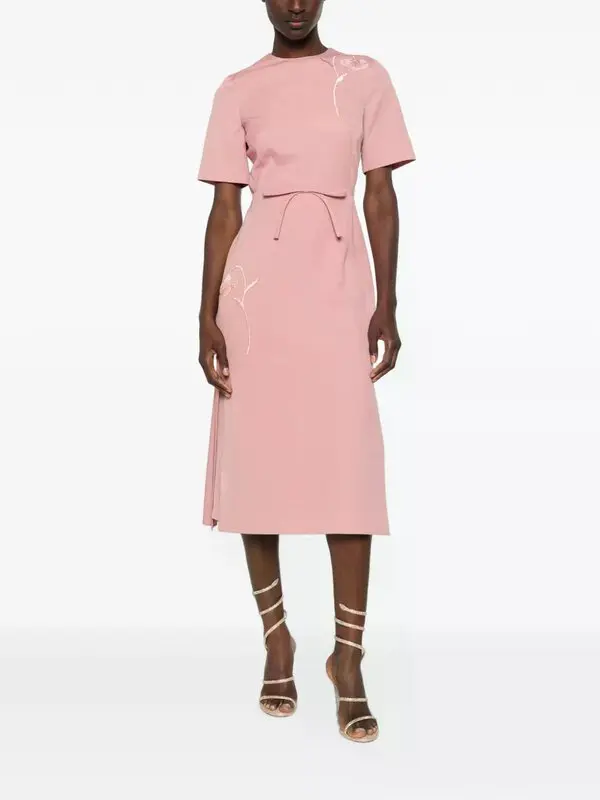 Erdem Embroidered Pleated Midi Dress